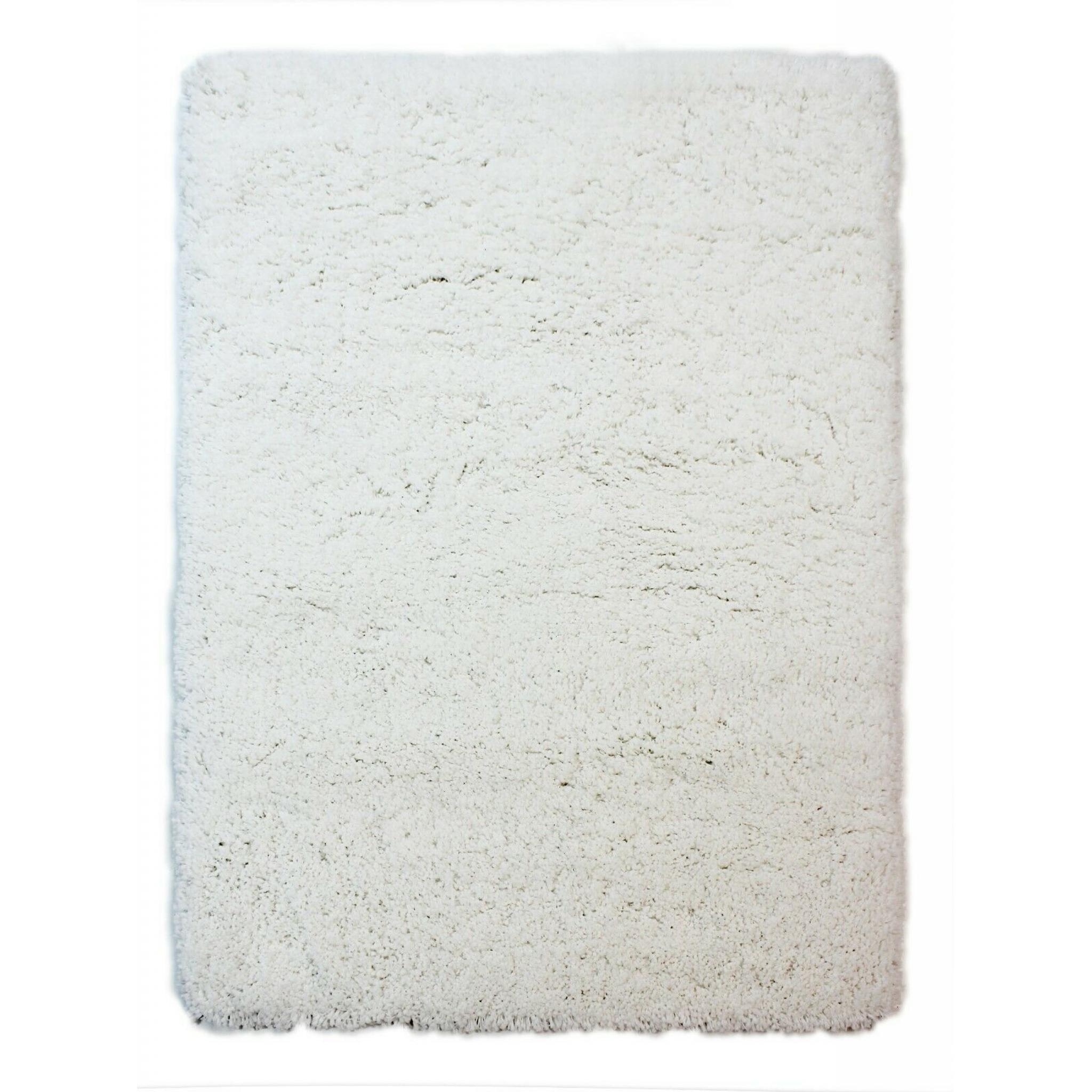 Modern Thick Deep Pile Shaggy Rug in Ivory 100 x 150 cm (3'3''x4'11')