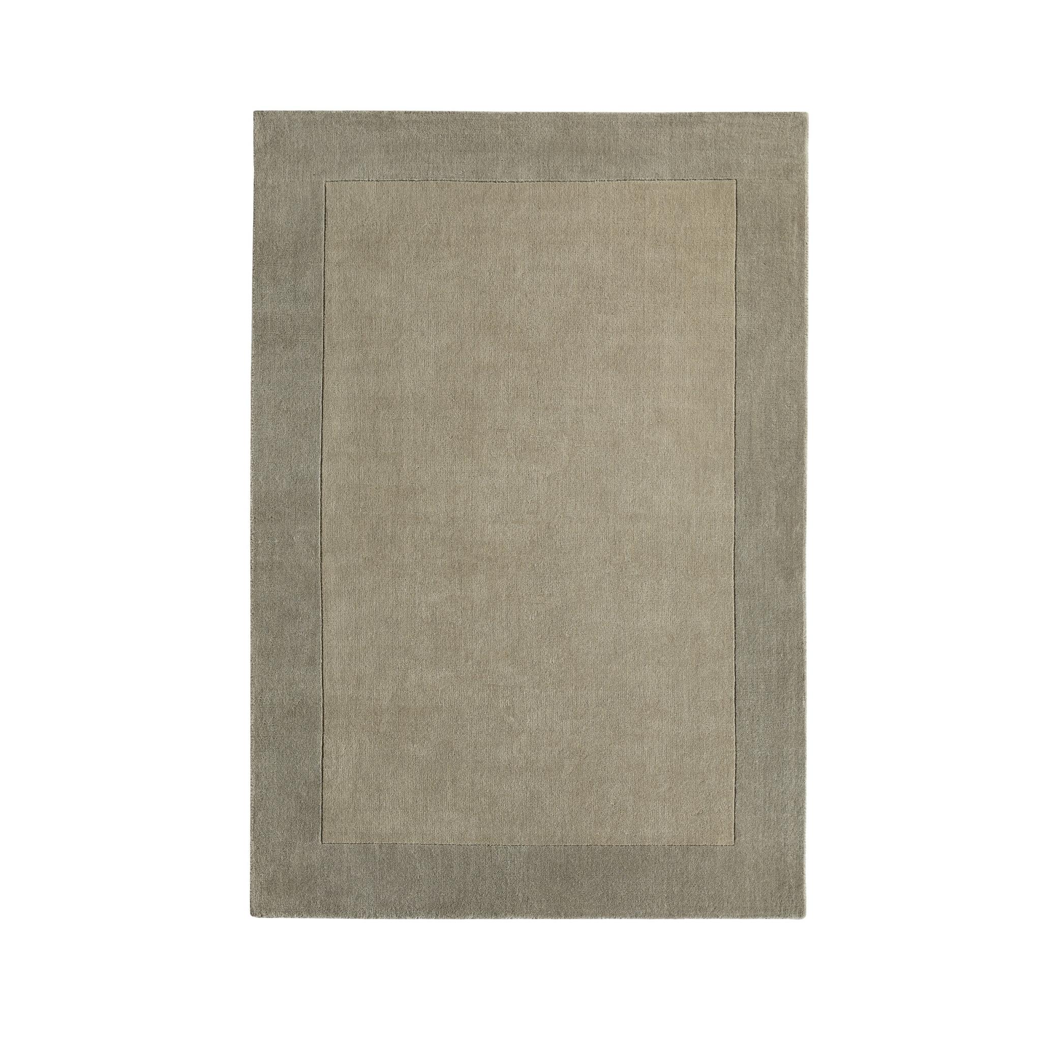 Origins Borders Hand Loom Woven Wool Bordered Rug Hallway in Taupe
