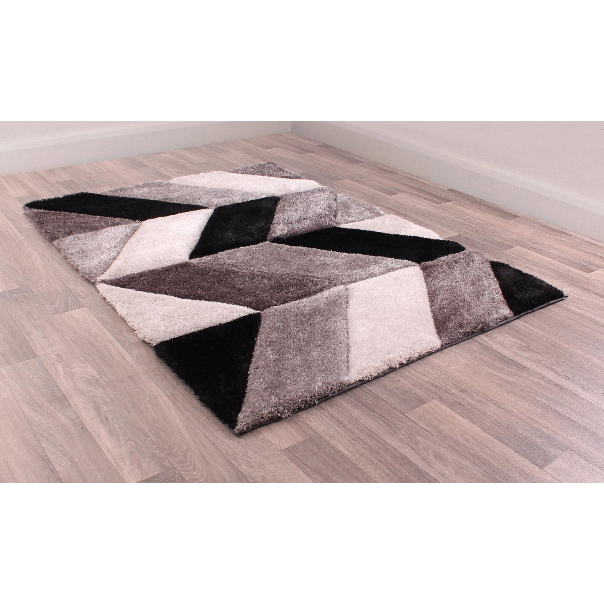 Blazon Modern 3D Hand Carved Geometric Shaggy Super Soft Rug in Blush ...