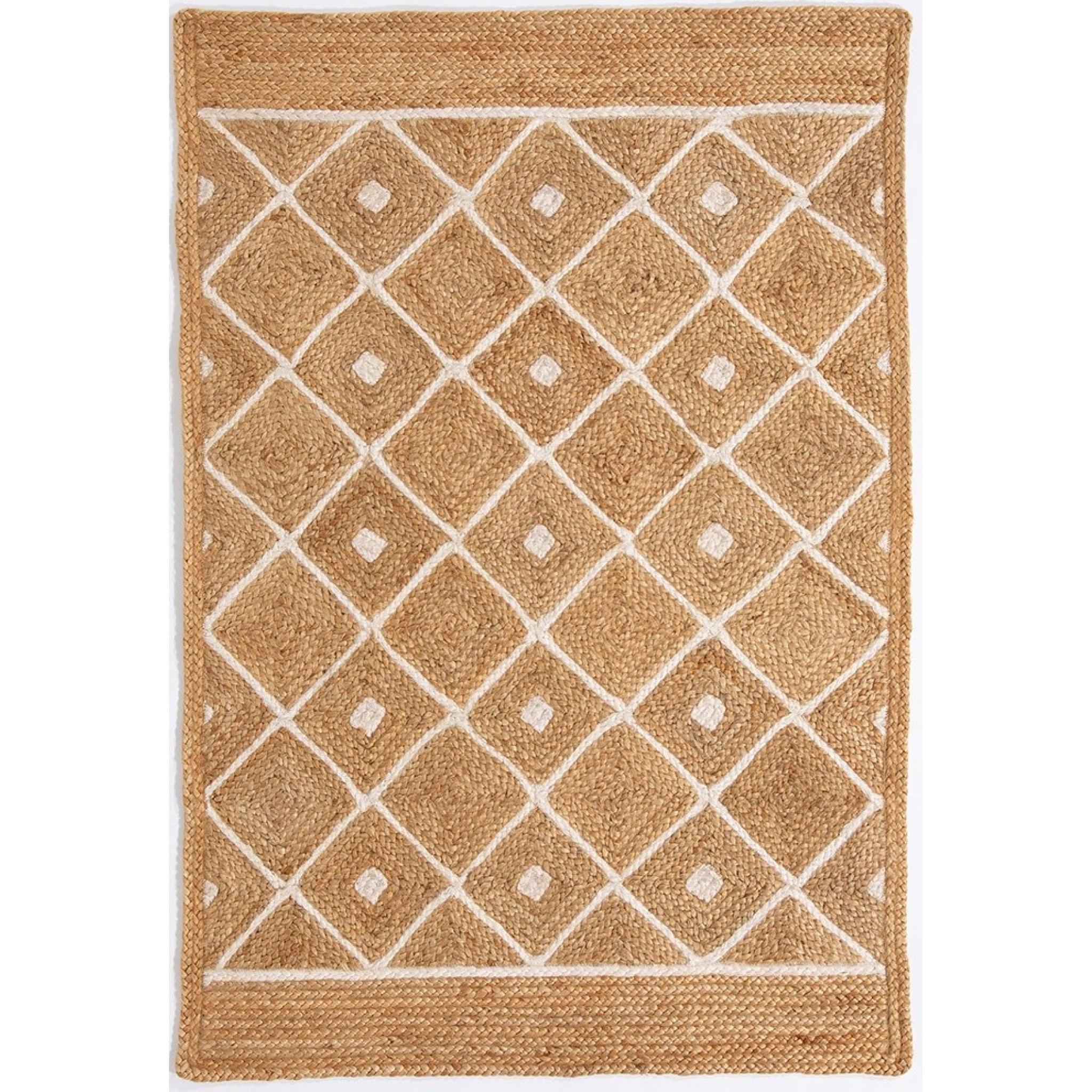 Natural Jute Hand Braided Diamond Rug for Indoor Sheltered Outdoor ...